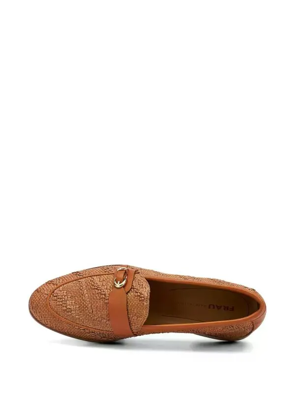FRAU Herringbone-effect Loafers With Gold-tone Buckle - Brown