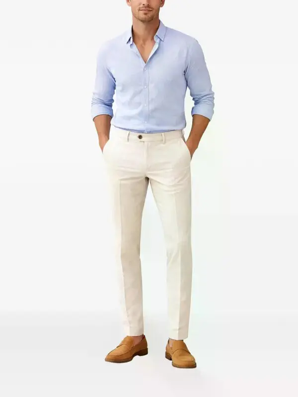 FRANZESE COLLECTION Flat-front Skinny Trousers - Neutrals