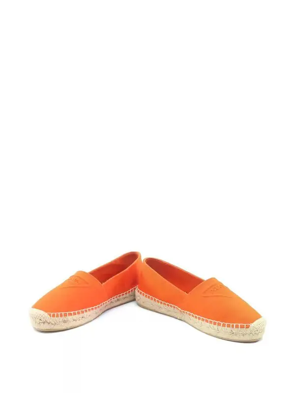 Prada Embroidered Triangle Logo Canvas Espadrilles