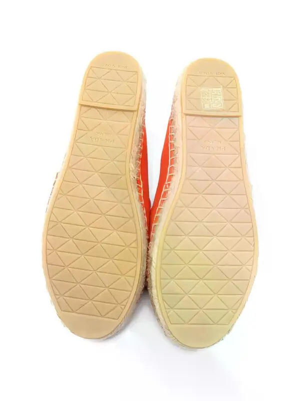 Prada Embroidered Triangle Logo Canvas Espadrilles