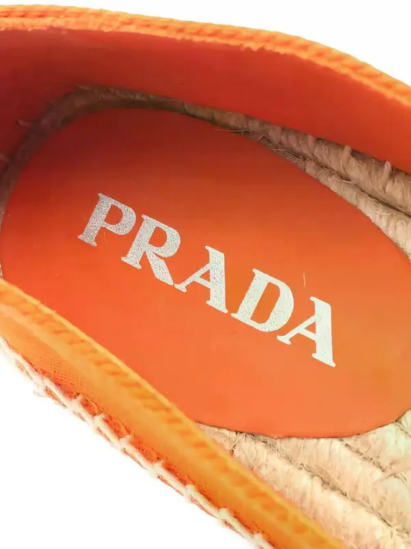 Prada Embroidered Triangle Logo Canvas Espadrilles