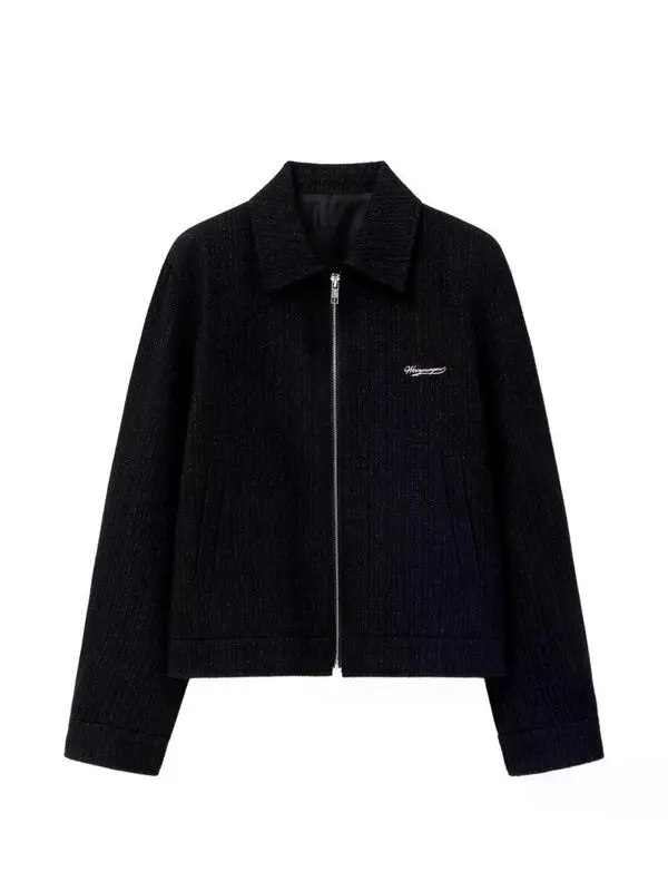 WOOYOUNGMI Logo Plaque Zip-up Jacket - Black