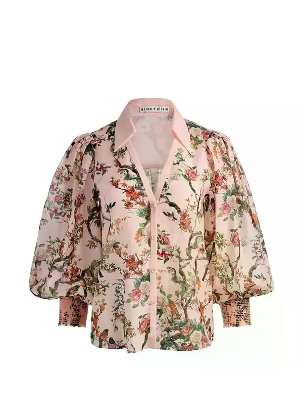 Alice + Olivia Charis Floral Print Blouse - Pink