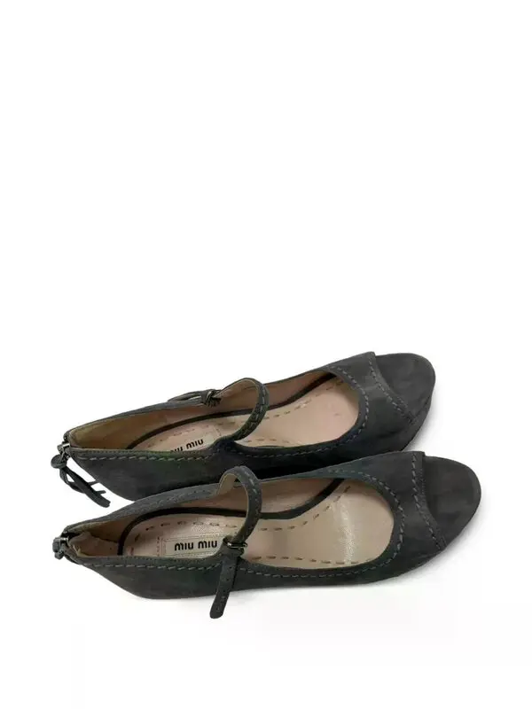 Miu Miu Mary Jane Peep-toe Wedge Pumps