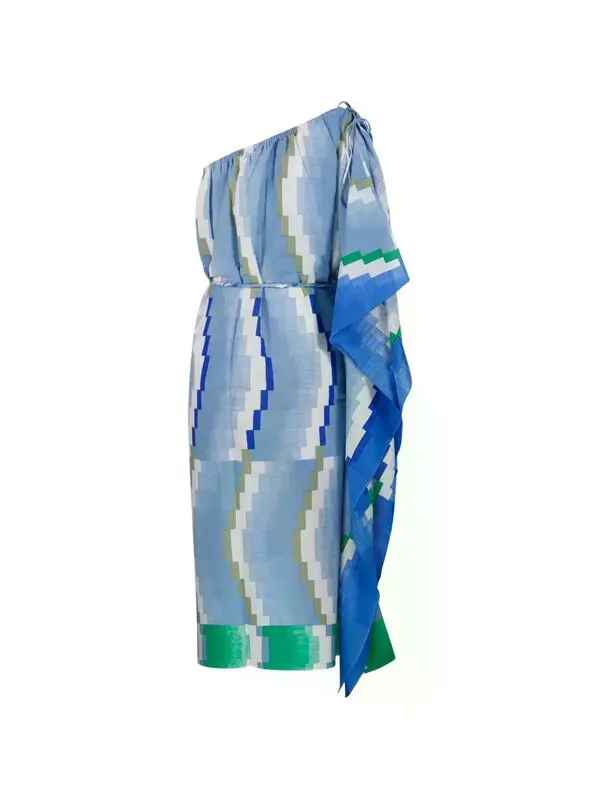 MAPOÉSIE Geometric-print One-shoulder Dress - Blue
