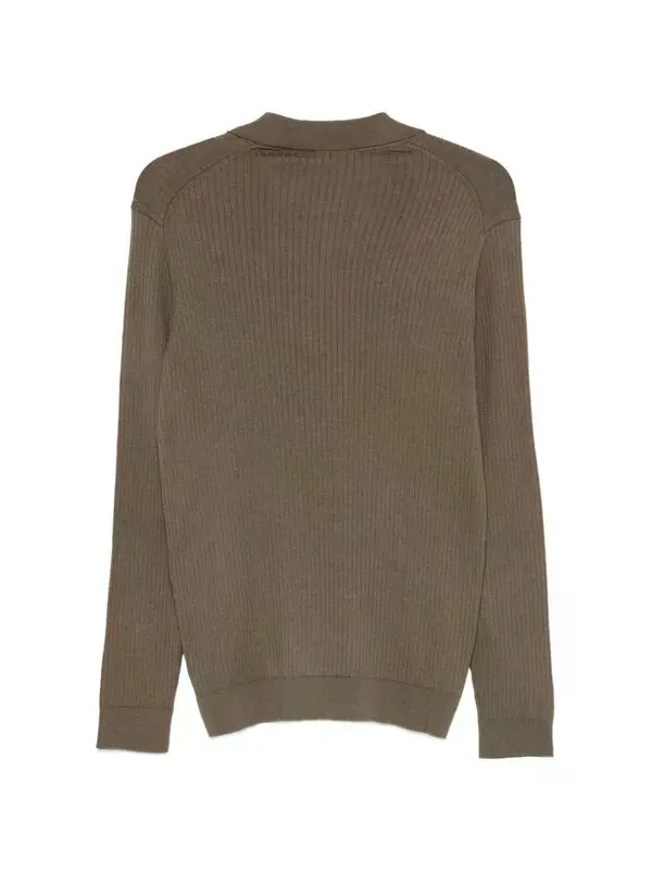 Sunspel Ribbed-knit Long-sleeve Polo Shirt