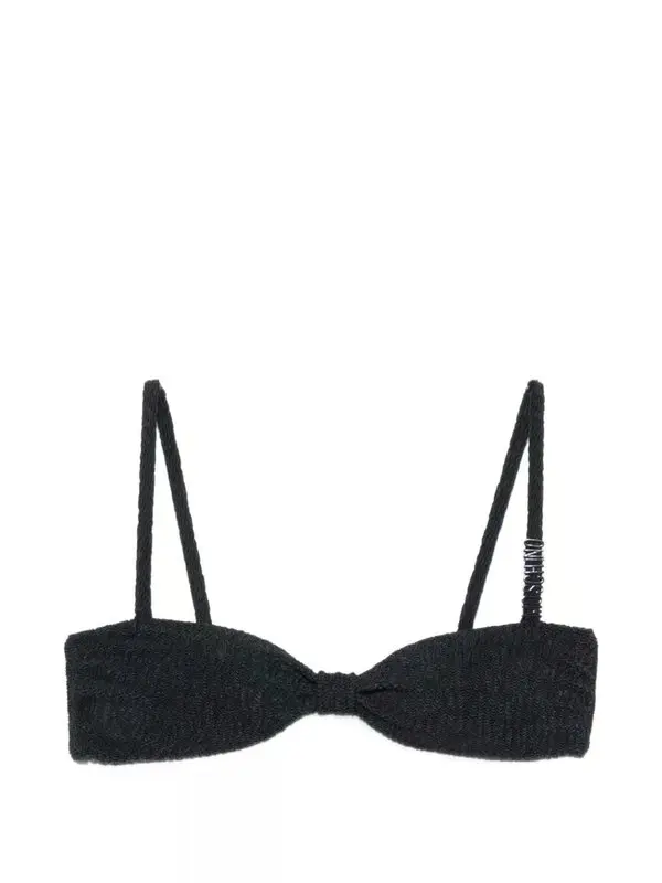Moschino Detail Crinkled Bikini Top - Black