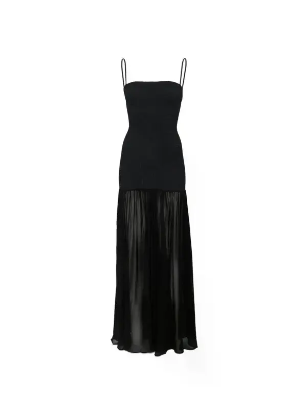 Hunza G Crinkled Finish Sheer Skirt Maxi Dress - Black