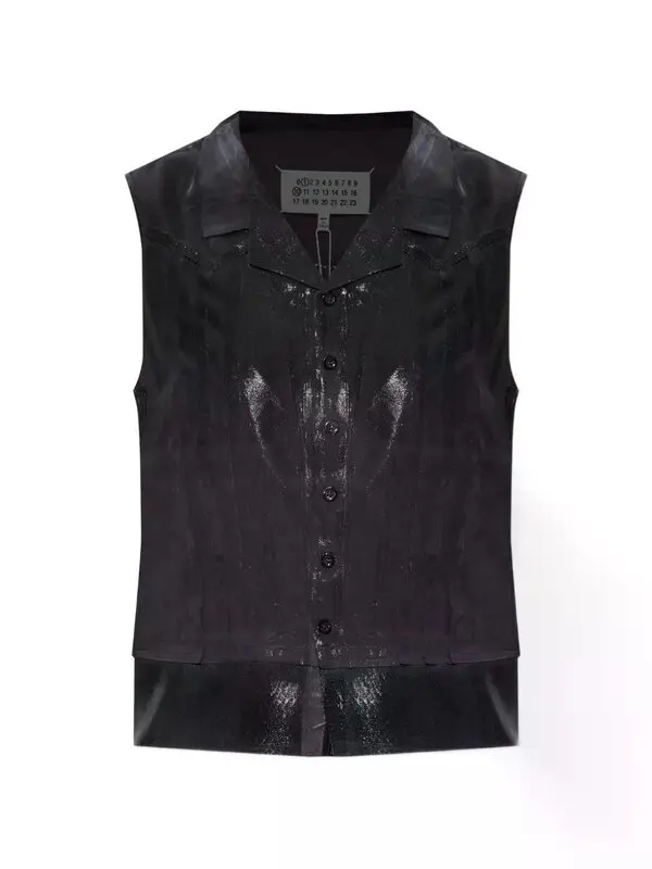 MAISON MARGIELA Sleeveless Polo Blouse - Black