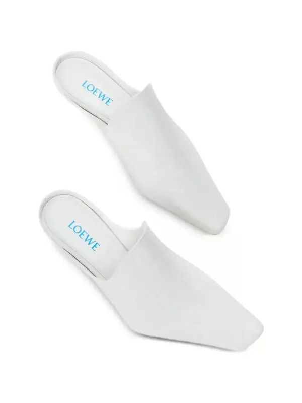 Loewe Emily Square-toe Kitten-heel Mules - White