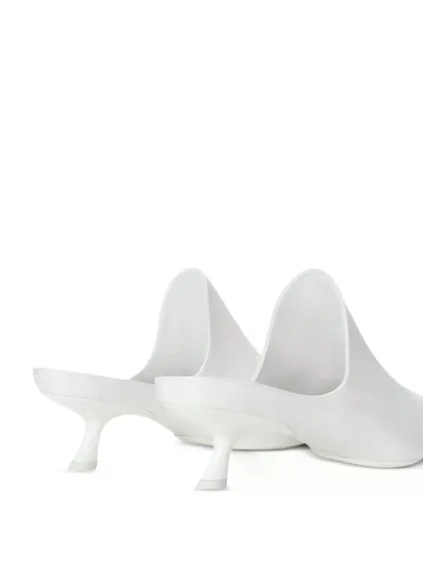 Loewe Emily Square-toe Kitten-heel Mules - White