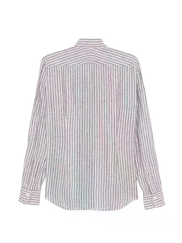 ALESSANDRO GHERARDI Vertical-stripes Linen Shirt - Brown