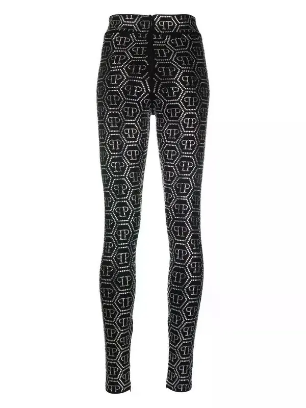 Philipp Plein Monogram-print Embellished Leggings