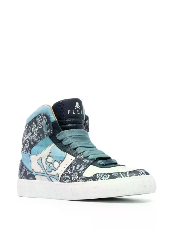 Philipp Plein Paisley-print Leather High-top Trainers