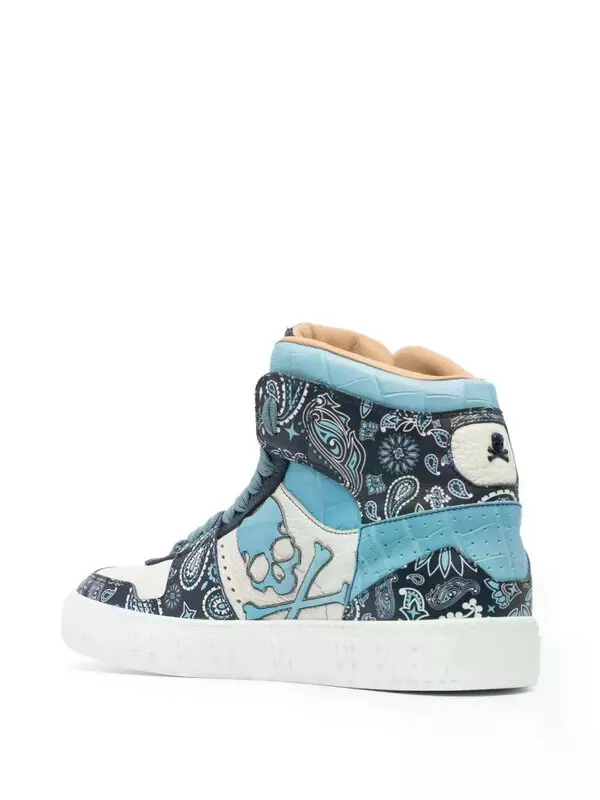 Philipp Plein Paisley-print Leather High-top Trainers