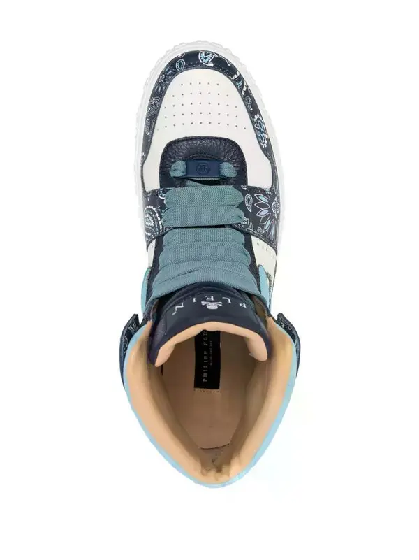 Philipp Plein Paisley-print Leather High-top Trainers