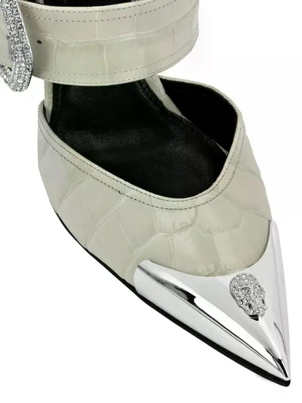 Philipp Plein Crocodile-embossed Heeled Pumps - Neutrals