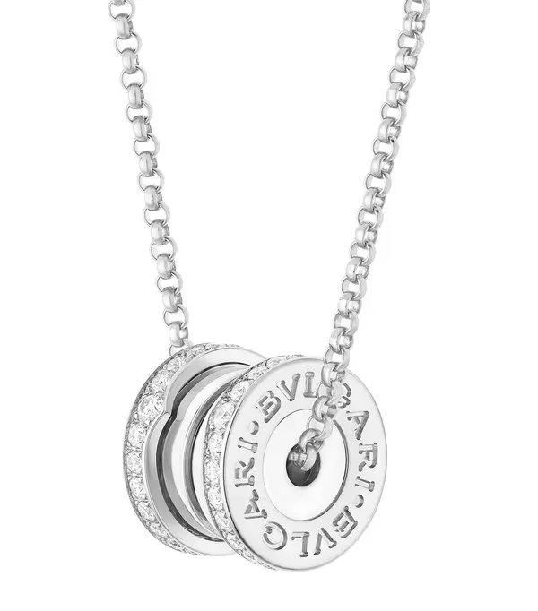 BVLGARI B.zero1 18kt Gold Diamond Pendant Necklace - White