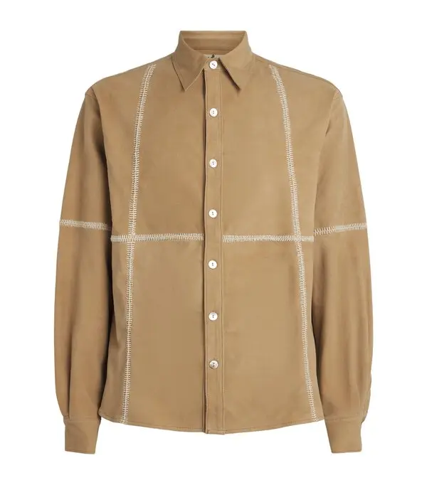 KARTIK RESEARCH Suede Contrast-stitch Shirt