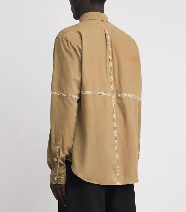 KARTIK RESEARCH Suede Contrast-stitch Shirt