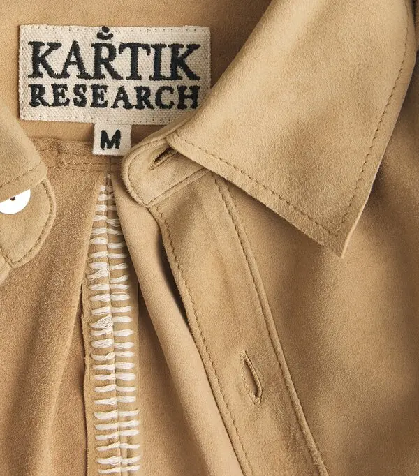 KARTIK RESEARCH Suede Contrast-stitch Shirt