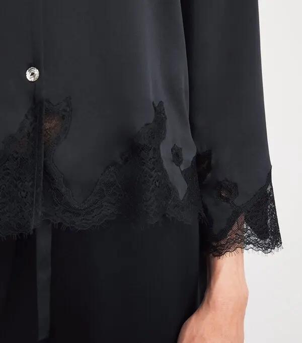 MANITO Silk Lace-trim Luella Pyjama Set - Black