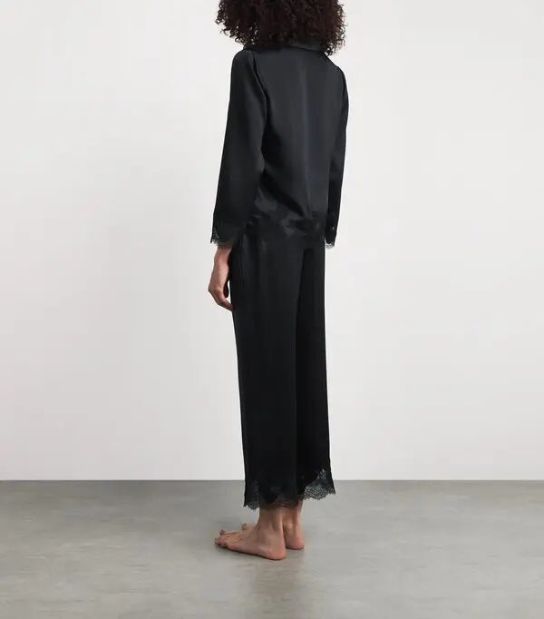 MANITO Silk Lace-trim Luella Pyjama Set - Black
