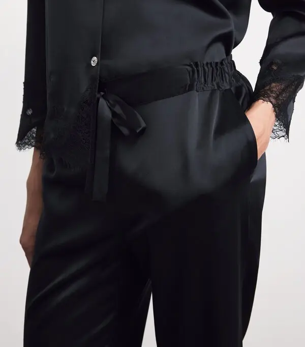 MANITO Silk Lace-trim Luella Pyjama Set - Black