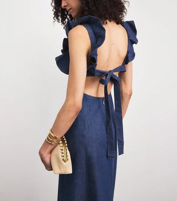 Zimmermann Aster Denim Frilled Midi Dress