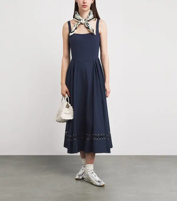 Maje Embroidered Cotton-blend Midi Dress