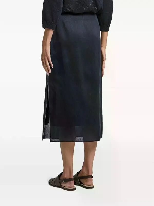 Peserico Silk Linen Skirt With Side Slits