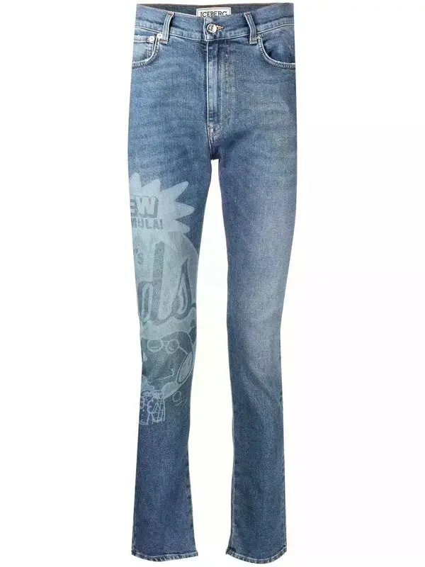 Iceberg Skinny Fit Watermark Print Jeans