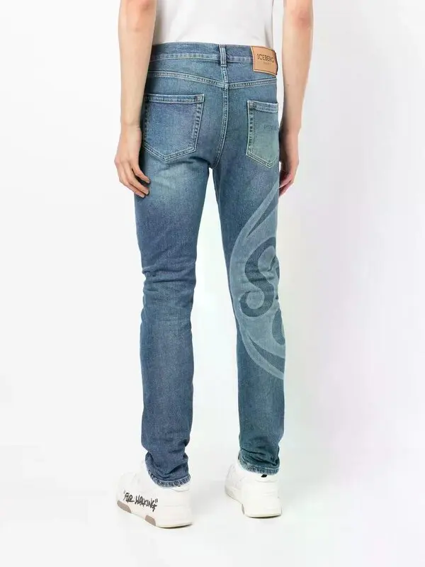 Iceberg Skinny Fit Watermark Print Jeans