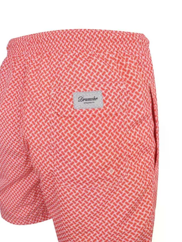DRUMOHR Geometric-print Drawstring Shorts - Orange