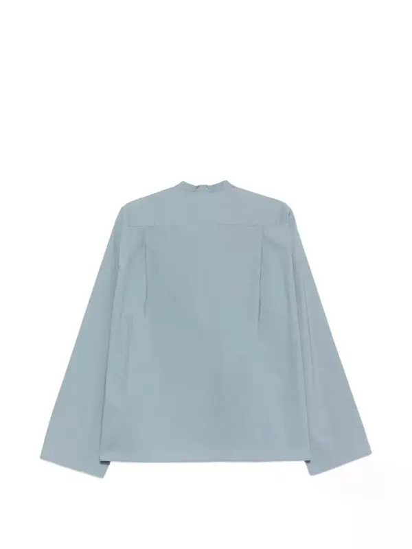 Sofie D'hoore Band Collar Curved Hem Shirt - Blue