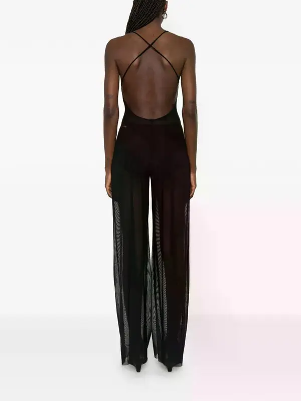 Norma Kamali Fara Sheer Low-back Jumpsuit