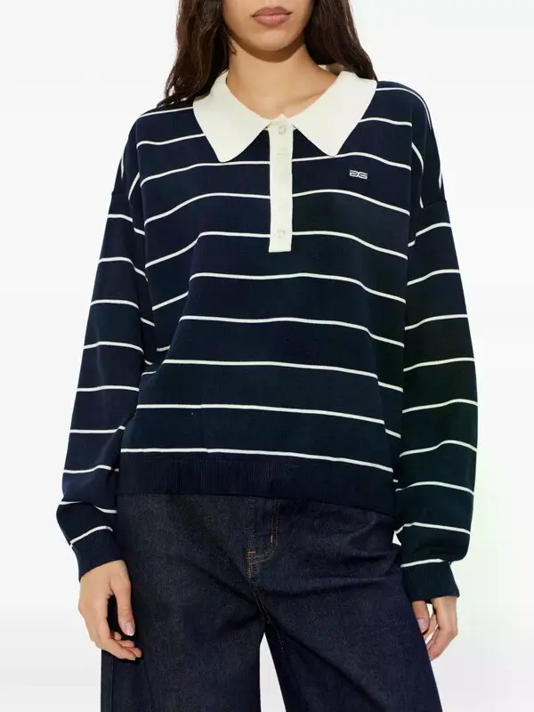 GESTUZ Striped Polo Shirt - Blue