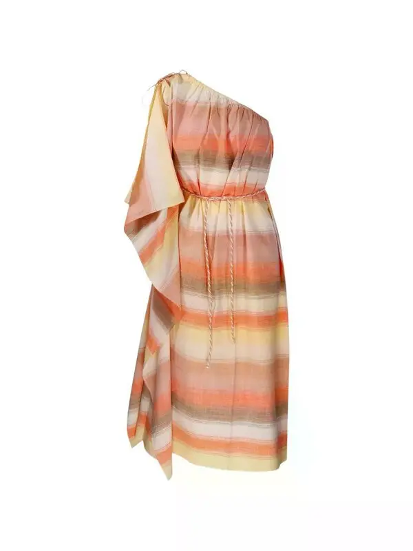 MAPOÉSIE Enna Horizon One-shoulder Striped Dress - Orange