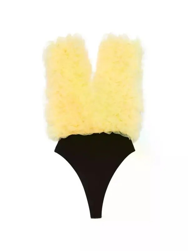 Alchemy Fashions Ruffled Tulle Bodysuit - Yellow