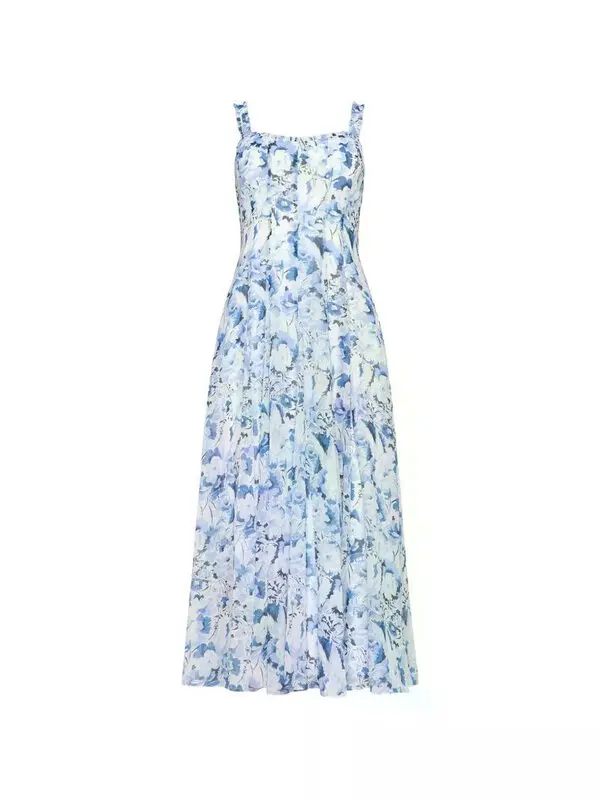 Cinq À Sept Marmo Heirloom Petals Floral-print Dress - Blue