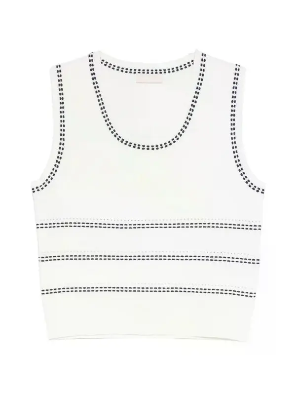 Liu Jo Knit Top With Contrast Stitching - White