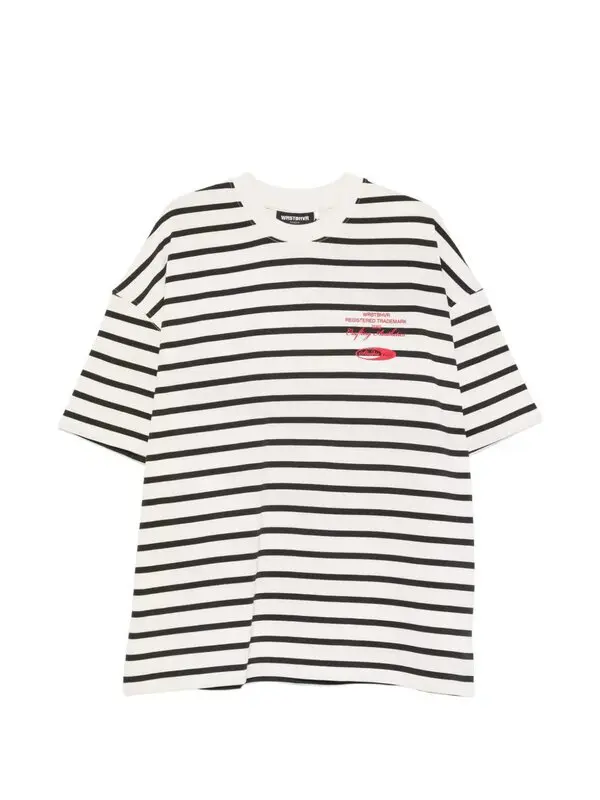 WRSTBHVR Horizontal Stripe Logo T-shirt - Neutrals