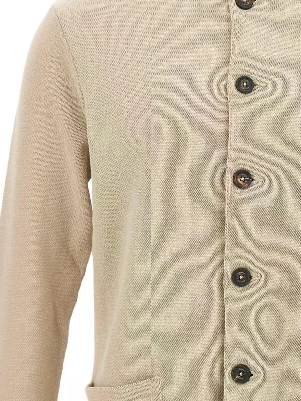 Eleventy Ribbed High-collar Cardigan - Neutrals