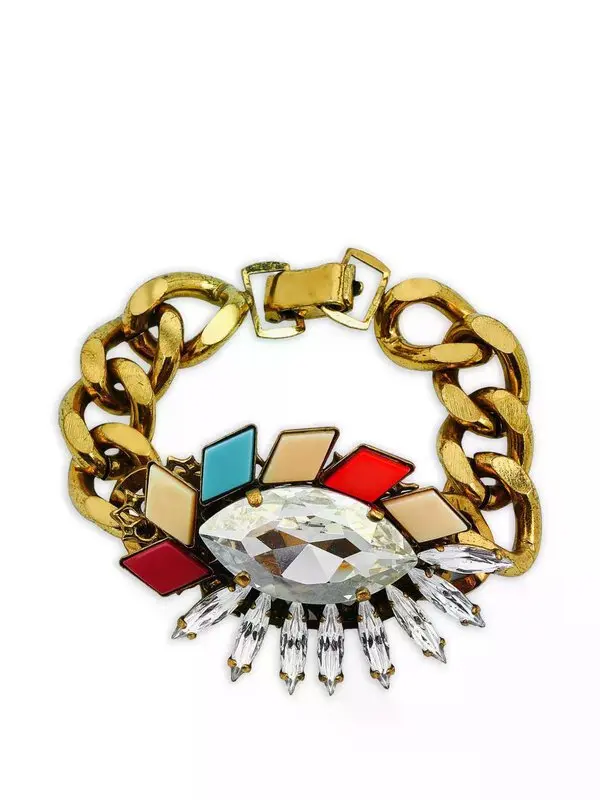 ANTON HEUNIS Plated Curb Link Bracelet With Garnet Embellishment - Gold