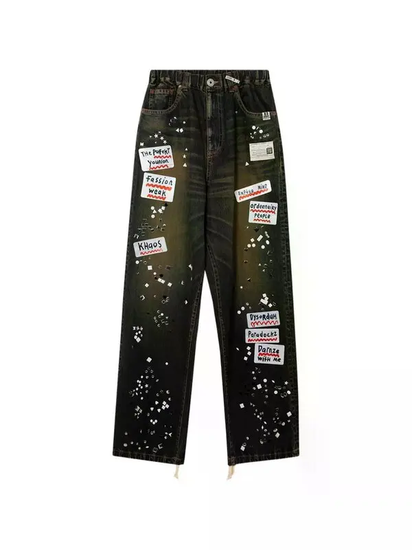 Mihara Yasuhiro Sticker-patch Stud-embellished Jeans