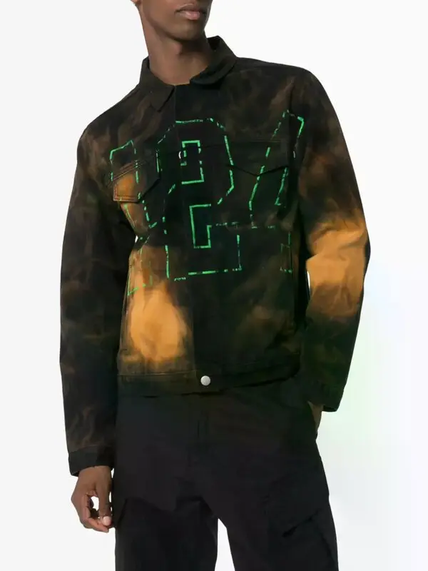 424 Logo Embroidered Ombre Effect Denim Jacket