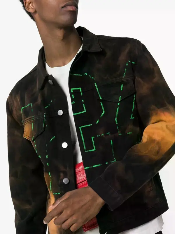 424 Logo Embroidered Ombre Effect Denim Jacket