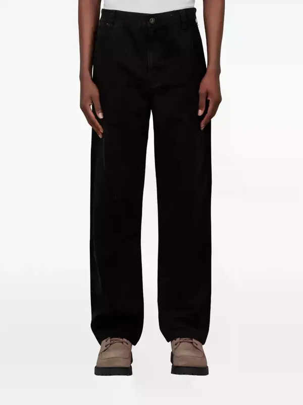 ONE OF THESE DAYS Logo-patch Straight-leg Trousers - Black