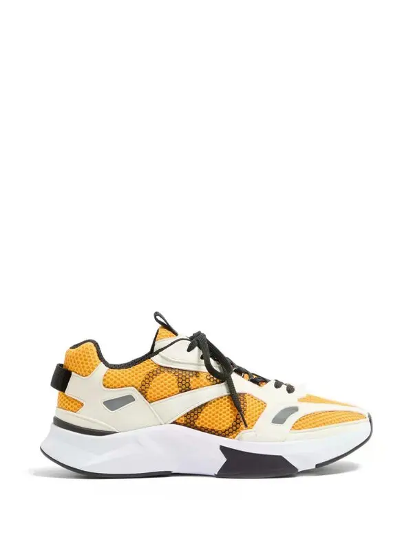 Valentino Garavani Demivee Sneakers In Mesh Fabric With Suede Inserts - Yellow
