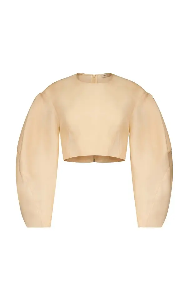 TEMILY Silk Gazar Power Puff Cropped Top